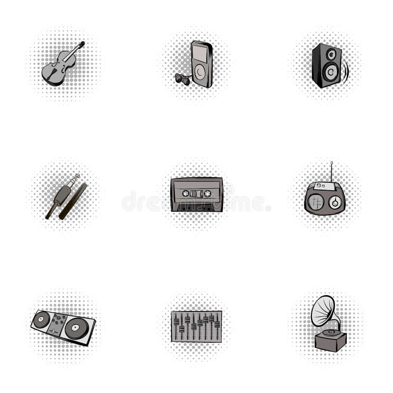 Tools for Music Icons Set, Outline Style Stock Vector - Illustration of ...