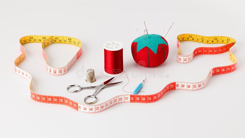 Tools Needed for Sewing Clothes with a Pin Cushion and Scissors Stock ...