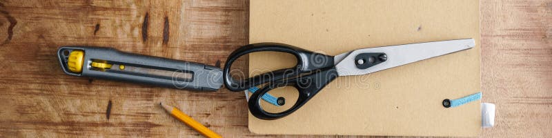 Tools and Notebook Lying on the Table Indoors Stock Photo - Image of ...