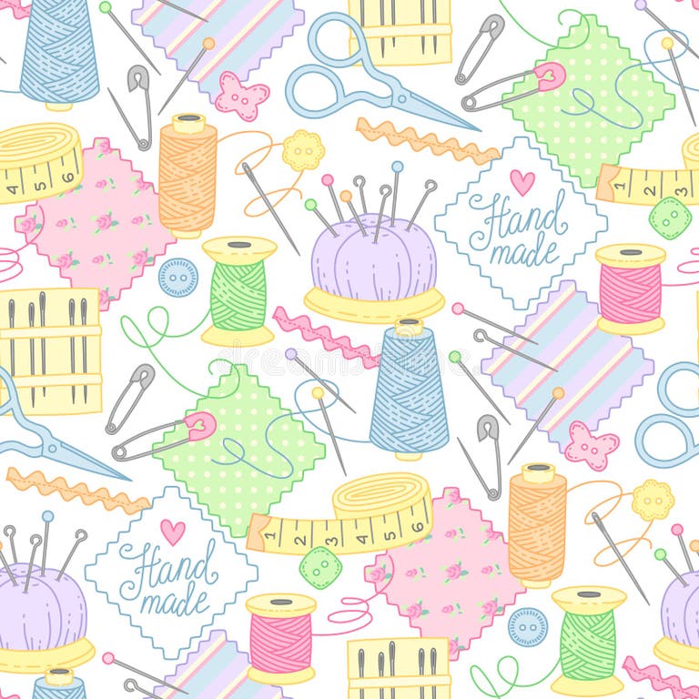 Sewing handmade pattern stock illustration. Illustration of button ...