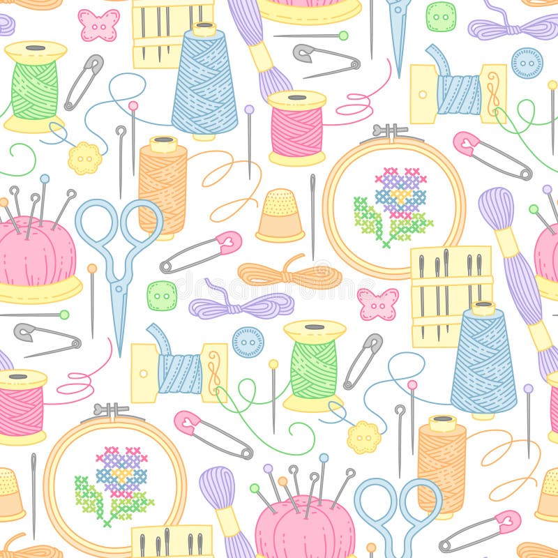 Sewing handmade pattern stock illustration. Illustration of button ...