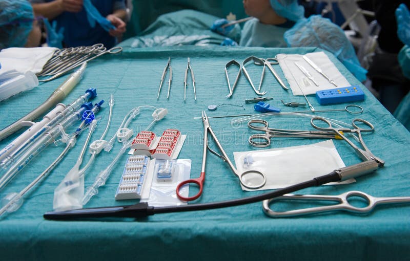 Tools on operating table stock image. Image of cardiac - 127120707