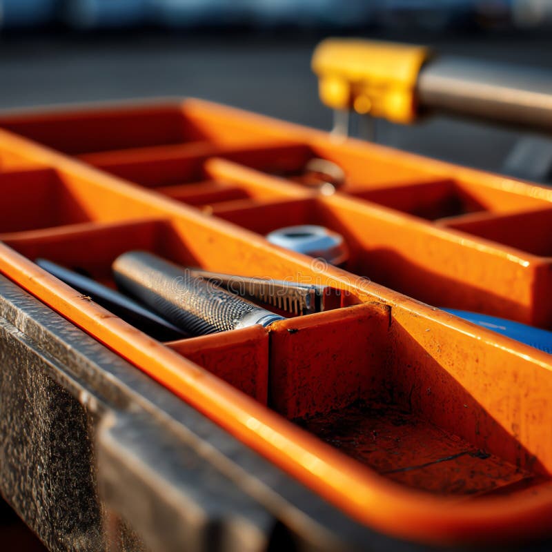 Tools in Orange Toolbox Close-up Stock Illustration - Illustration of ...