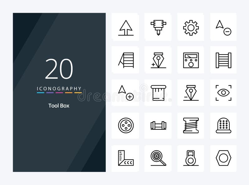 20 Tools Outline Icon for Presentation Stock Vector - Illustration of ...