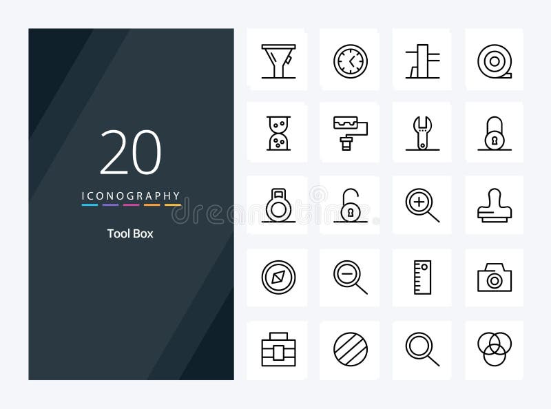 20 Tools Outline Icon for Presentation Stock Vector - Illustration of ...