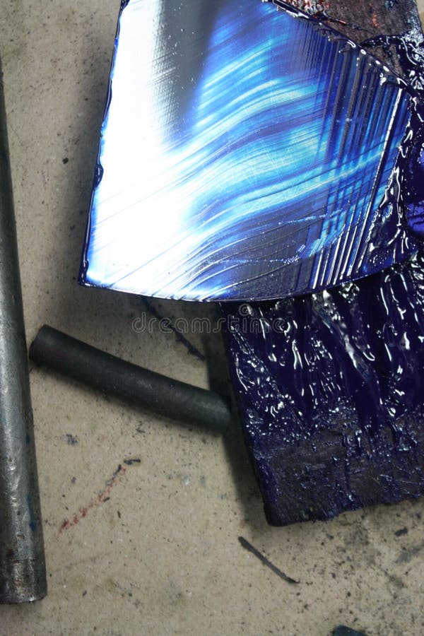 Tools Paint Ink Scrapers Blue on Tray Stock Image - Image of creative ...