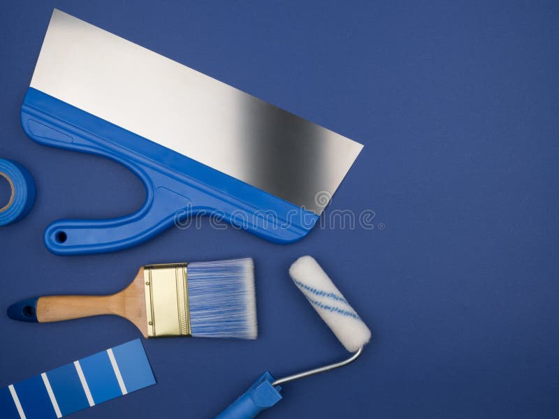 Tools Painter for Repair. Blue Background. the View from the Top Stock ...