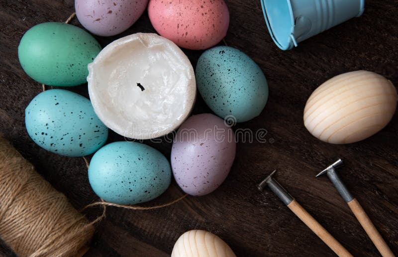 Tools for Painting Eggs for Easter on a Black Background, Handmade ...