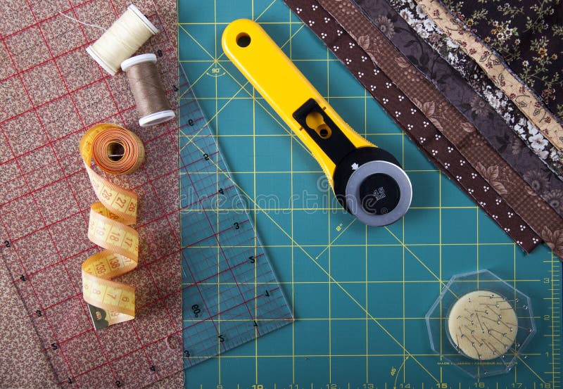 Tools for the Patchwork on the Mat for Patchwork Stock Photo - Image of ...