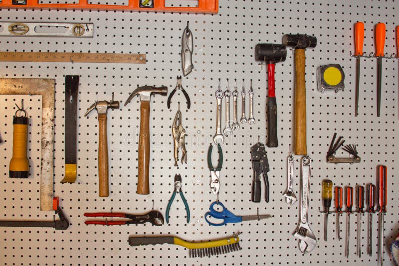 Tools on Pegboard stock photo. Image of file, essential - 22573926