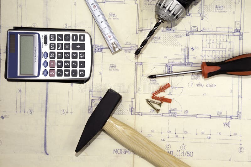 Tools on Plan stock photo. Image of document, work, engineering - 27662512
