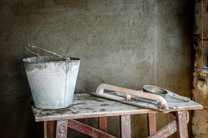 Tools for Plaster on Construction Site Stock Photo - Image of building ...
