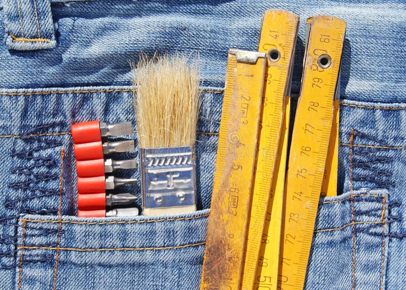 Tools in pocket stock photo. Image of brush, metal, closeup - 29573726