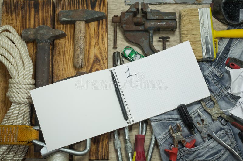 Tools in the Pockets of Jeans, Screwdriver Pliers, Pliers, Hammer, Side ...