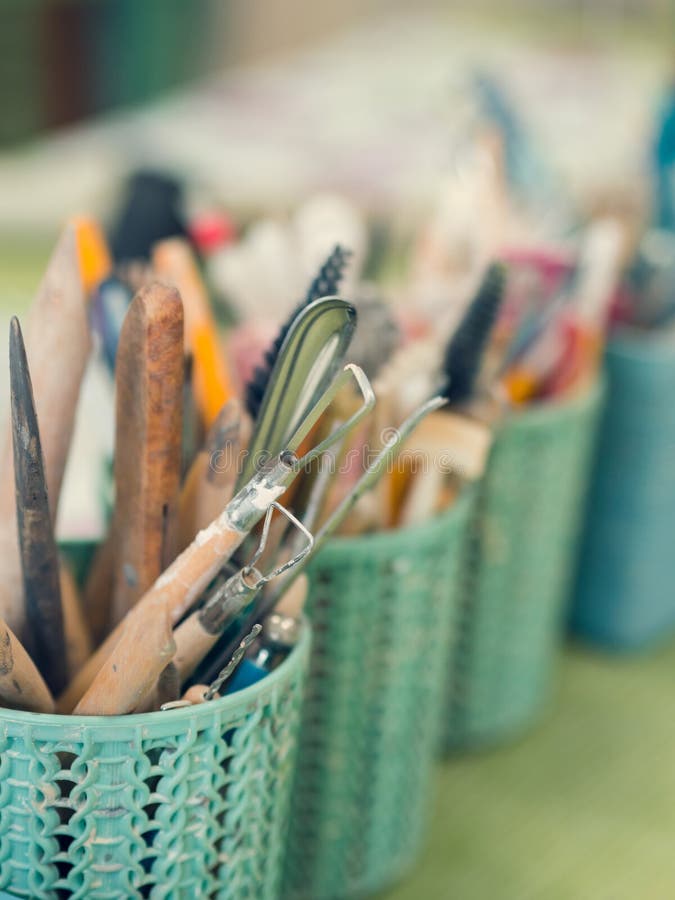 Tools in the Pottery Studio Stock Image - Image of cutout, craftsman ...