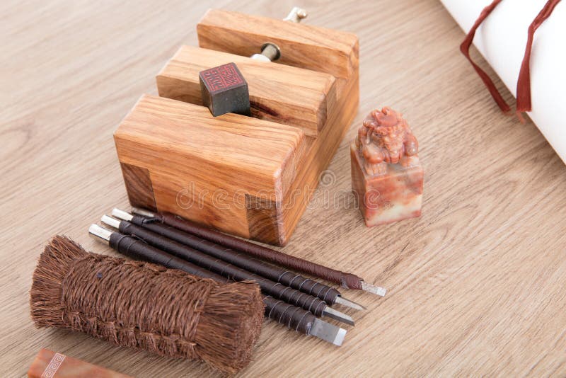 Tools Related To Traditional Chinese Art Seal Cutting Stock Image ...
