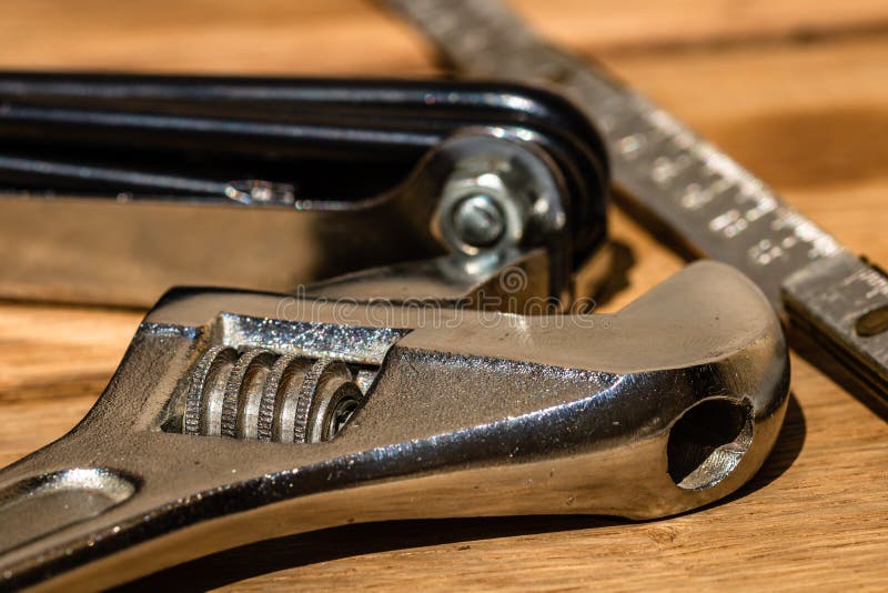 Tools for Repair and Building. Hummer, Adjustable Spanner, Ruler Stock ...