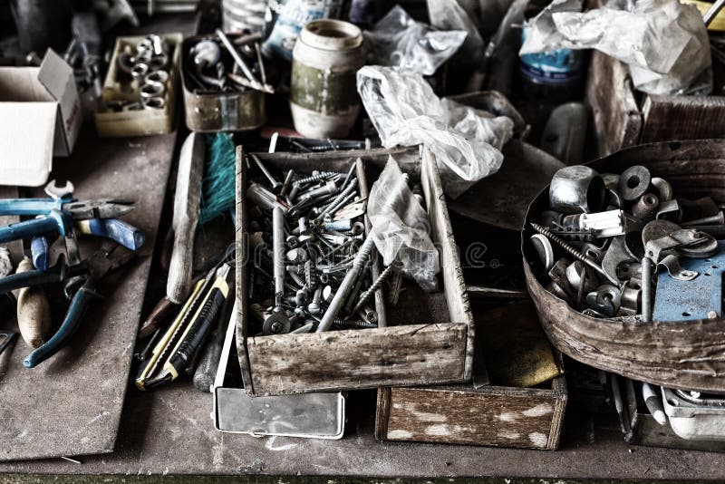 Tools for Repair are Scattered Stock Photo - Image of ancient, drill ...