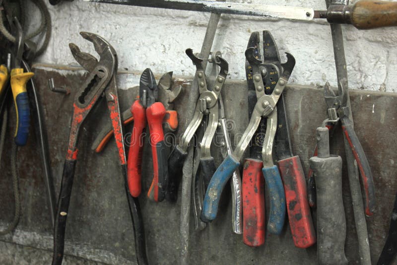 Tools in a repair shop stock photo. Image of garage, stainless - 99180042