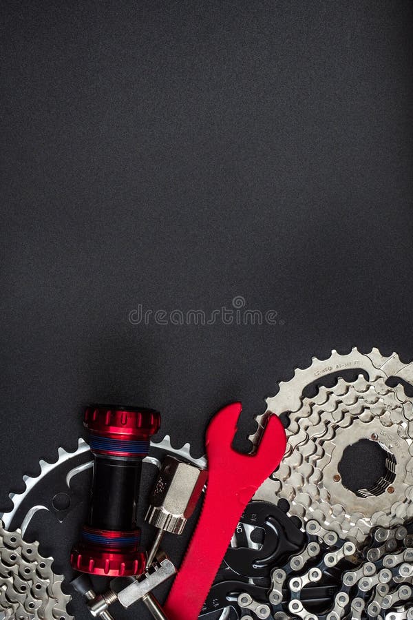 Tools for Repairing a Bicycle on a Dark Background Stock Photo - Image ...