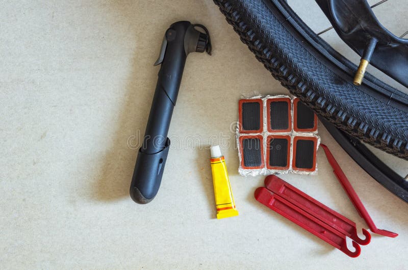 Tools for Repairing Punctured Bicycle Chambers Stock Photo - Image of ...