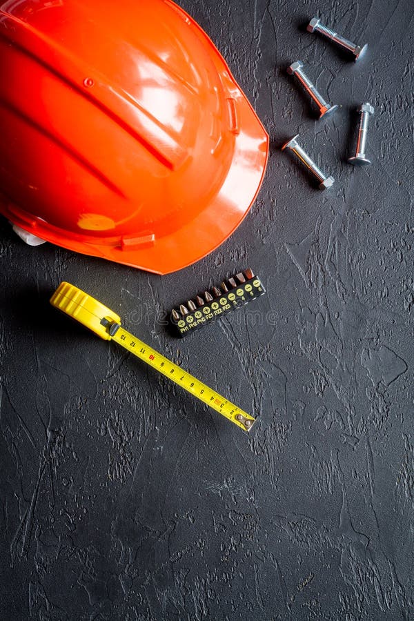 Tools for Repairing Top View on Dark Background Stock Photo - Image of ...