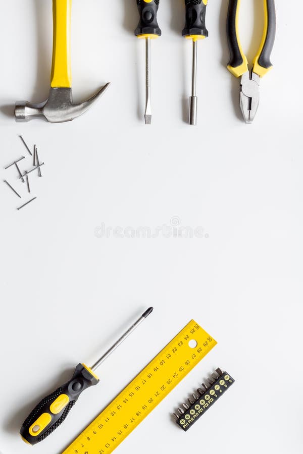 Tools for Repairing Top View on White Background Stock Photo - Image of ...