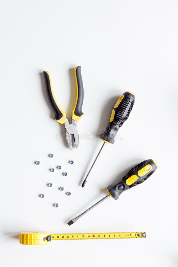 Tools for Repairing Top View on White Background Stock Photo - Image of ...