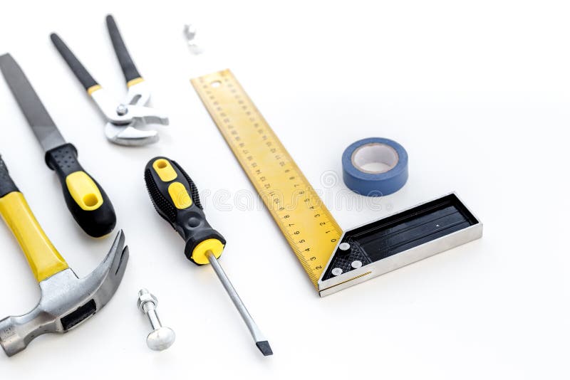 Tools for Repairing Top View on White Background Stock Photo - Image of ...