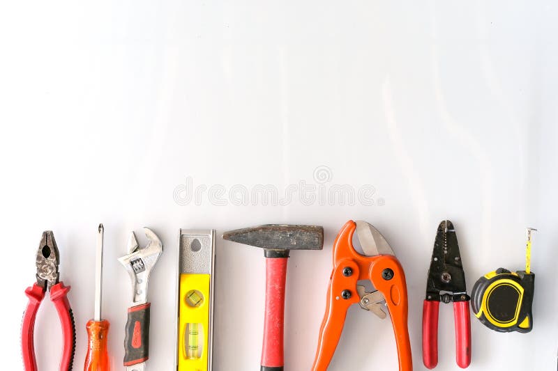 Tools for Repairing Top View on White Background for Maintenance and ...