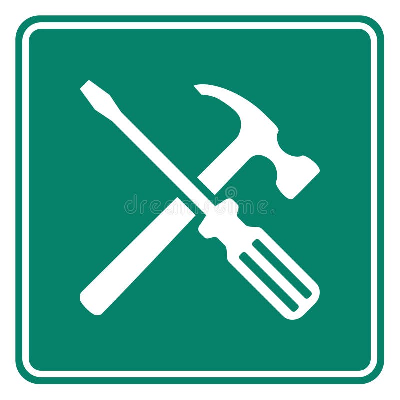 Tools and road sign stock vector. Illustration of hammer - 228118869