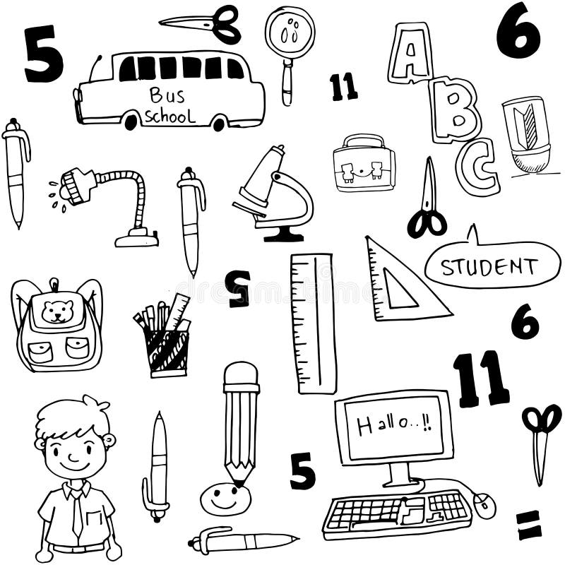 Tools School Doodles Collection Stock Vector - Illustration of sketch ...