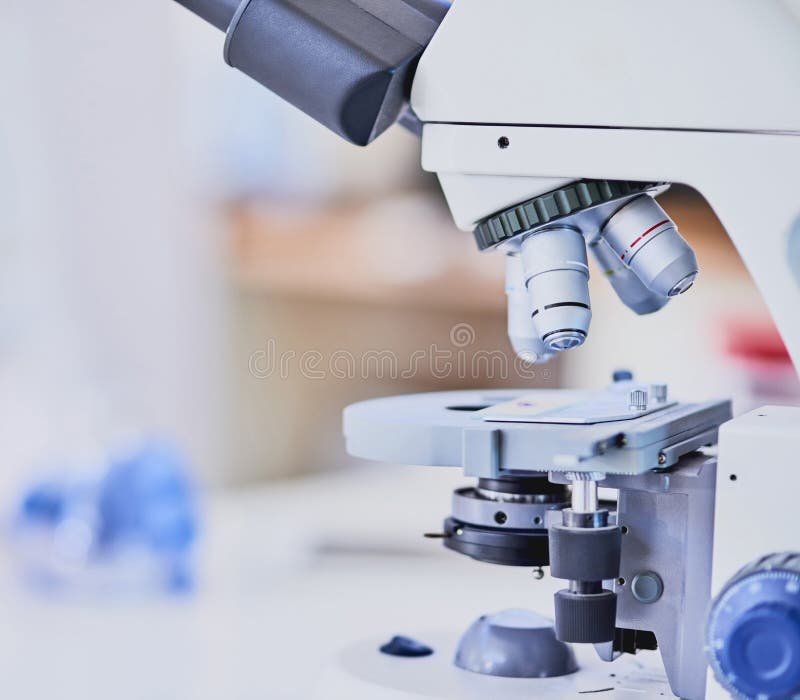 Tools for Scientific Advancement. Closeup Shot of a Microscope and ...