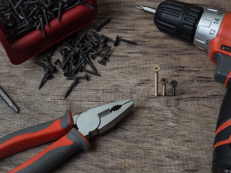 Tools and screws stock image. Image of table, tablen - 138374439