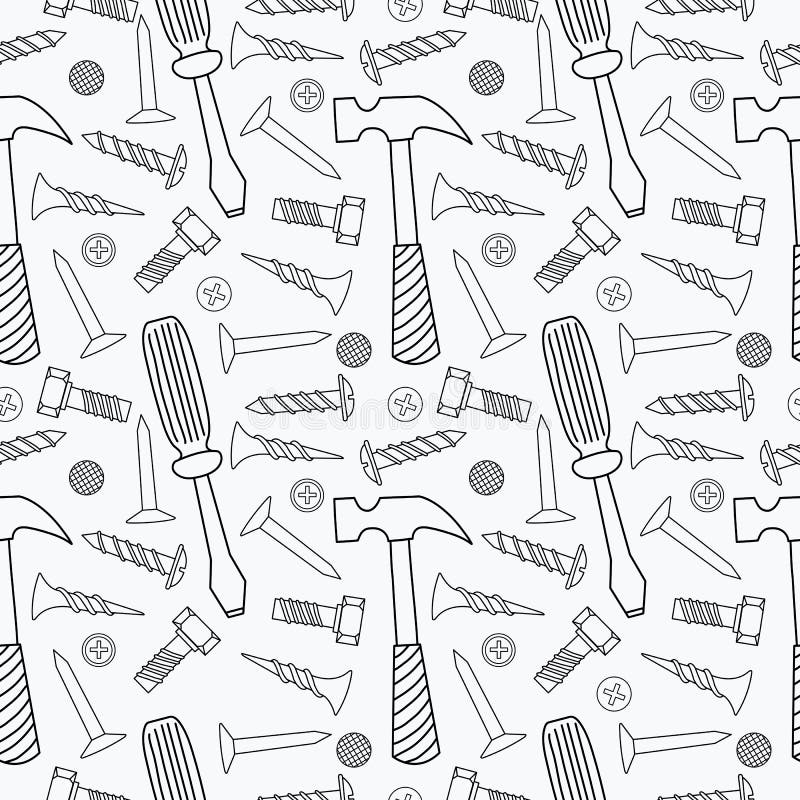 Tools Seamless Line Color Pattern. Stock Vector - Illustration of ...
