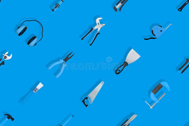 Various Construction Tools on a Bright Background.Tools Seamless ...
