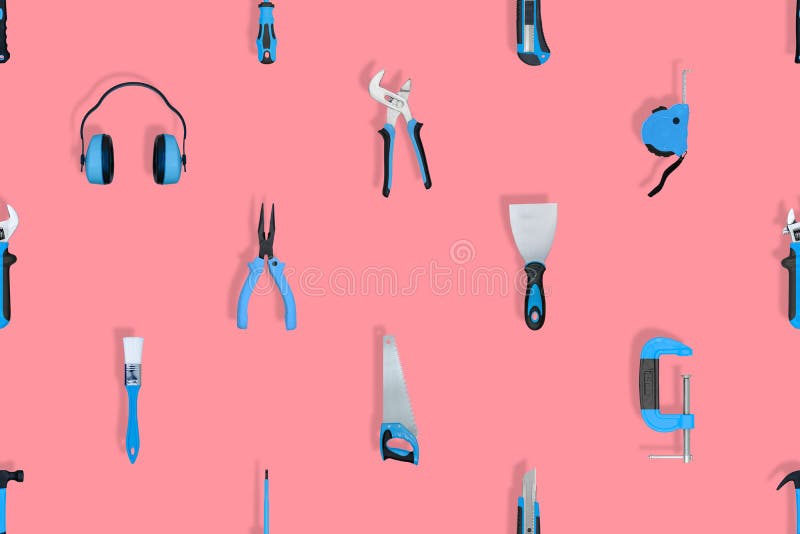 Various Construction Tools on a Bright Background.Tools Seamless ...