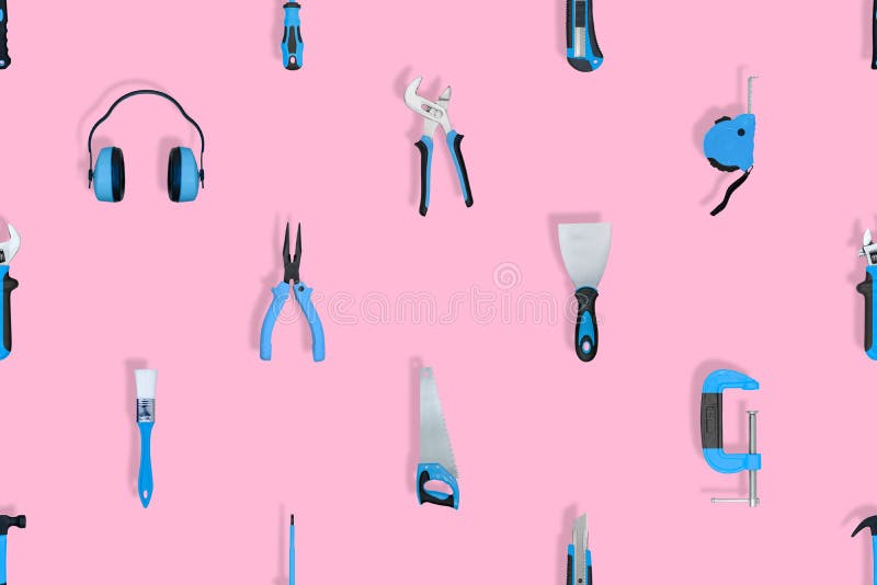 Various Construction Tools on a Bright Background.Tools Seamless ...