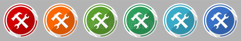 Tools, Service Icon Set, Vector Illustration in 6 Colors Options for ...