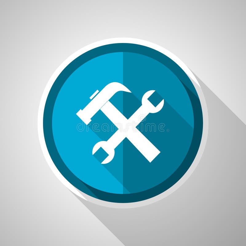 Tools, Service Symbol, Flat Design Vector Blue Icon with Long Shadow ... Tools, Service Symbol, Flat Design Vector Blue Icon with Long Shadow ...