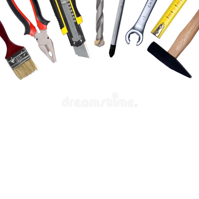 Frame with Many Hands Holding Tools Stock Image - Image of builder ...