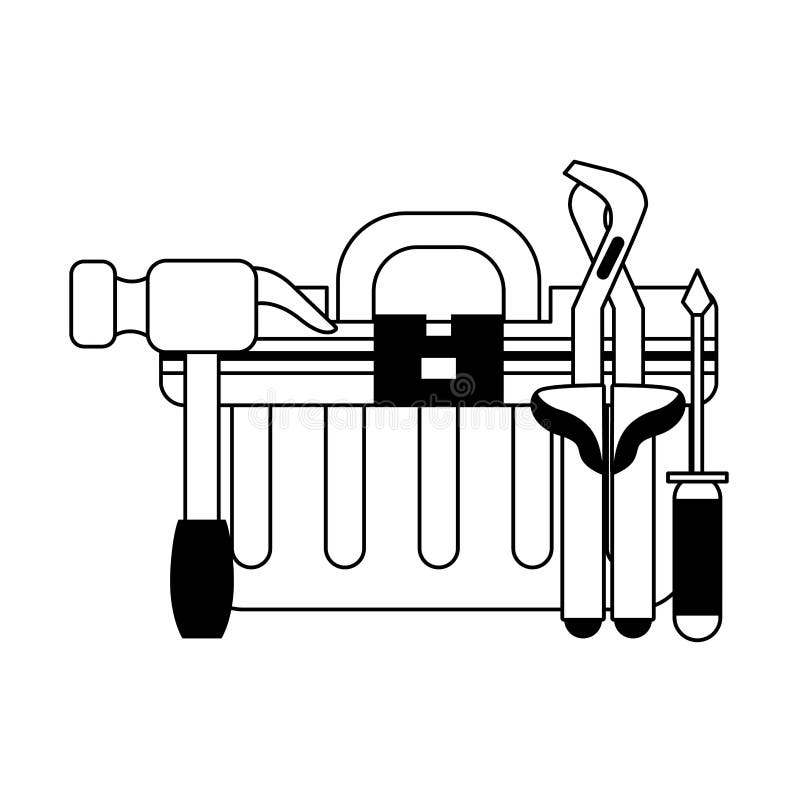 Tools Set Collection Workshop Icons Cartoon in Black and White Stock ...