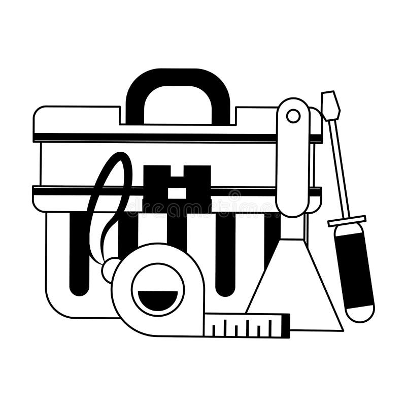 Tools Set Collection Workshop Icons Cartoon in Black and White Stock ...