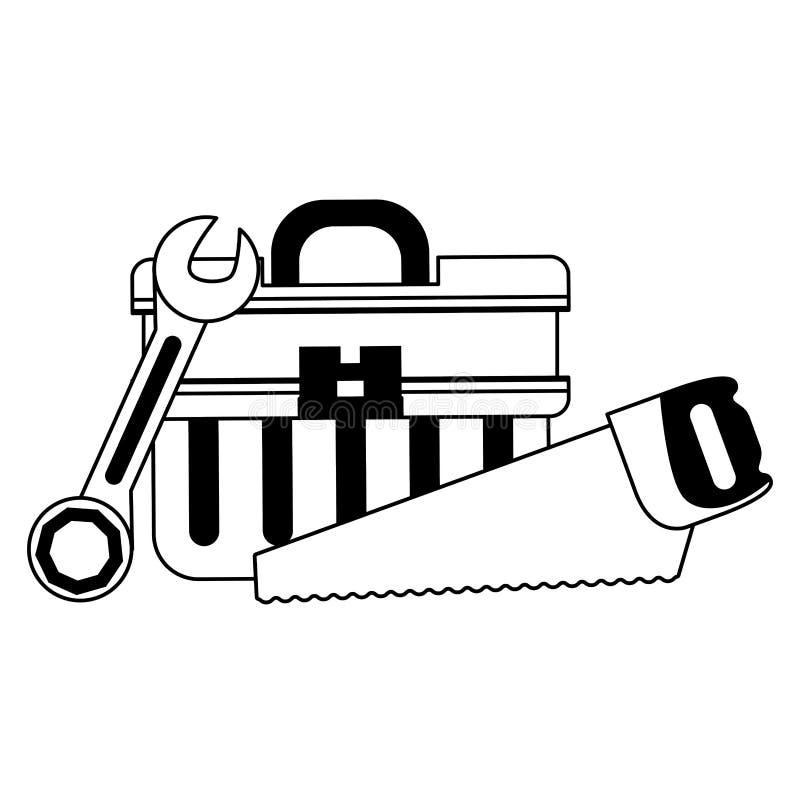 Tools Set Collection Workshop Icons Cartoon in Black and White Stock ...