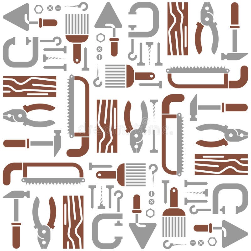 Tools Set Pattern Seamless. Tool Background. Saw and Brush, Hammers ...