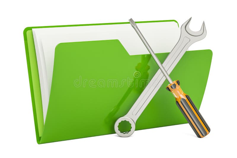 Tools and Settings, Computer Folder Icon. 3D Rendering Stock ...