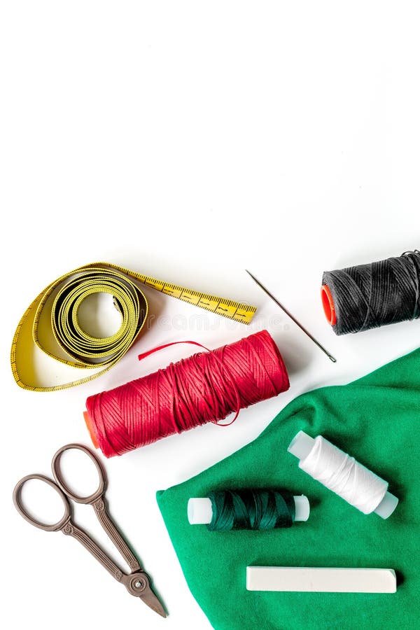 Tools for Sewing for Hobby Set on White Background Top View Mock Up ...