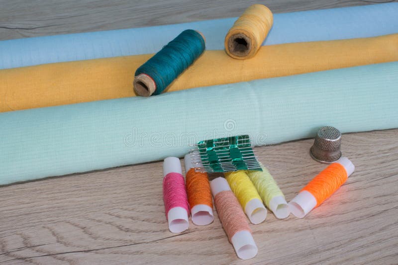 Tools for Sewing for Hobby Set on Wooden Table Background Top View ...