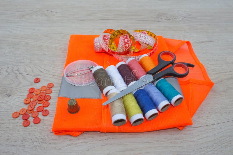 Tools for Sewing for Hobby Set on Wooden Table Background Top View ...