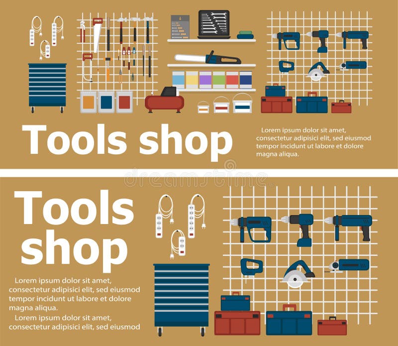 Tools Shop Banner with Instruments Stock Vector - Illustration of ...